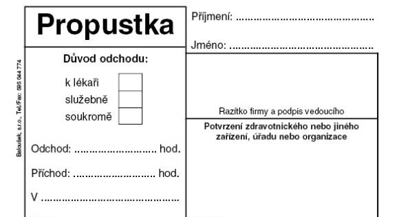 Tiskopis Propustka k lékaři, A7 | Kancelar123.cz